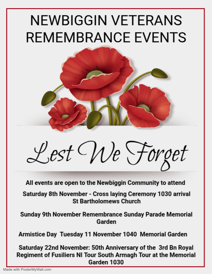 Remembrance Weekend with Newbiggin Veterans & Poppy Wreath Collection ...
